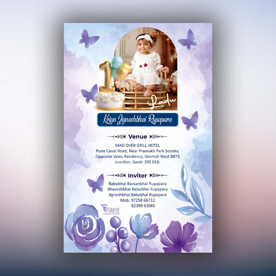 Birthday Party Invitation Card BIR202405 – Tejasvi Graphics