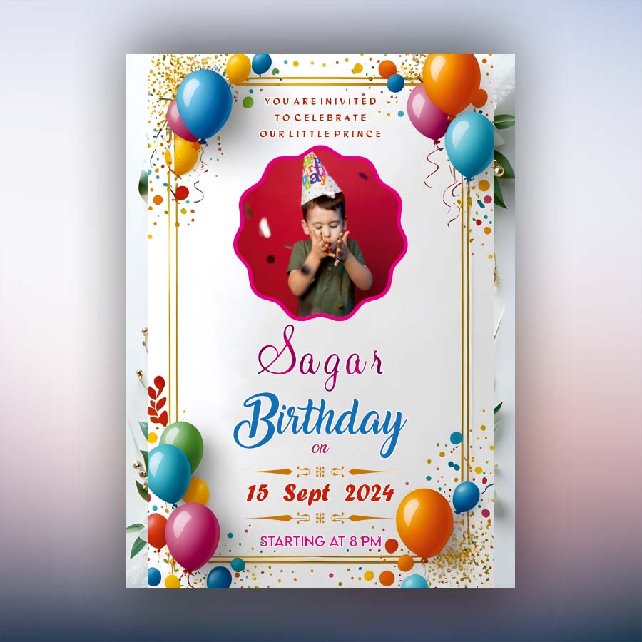 Birthday Party Invitation Card BIR2024012 – Tejasvi Graphics